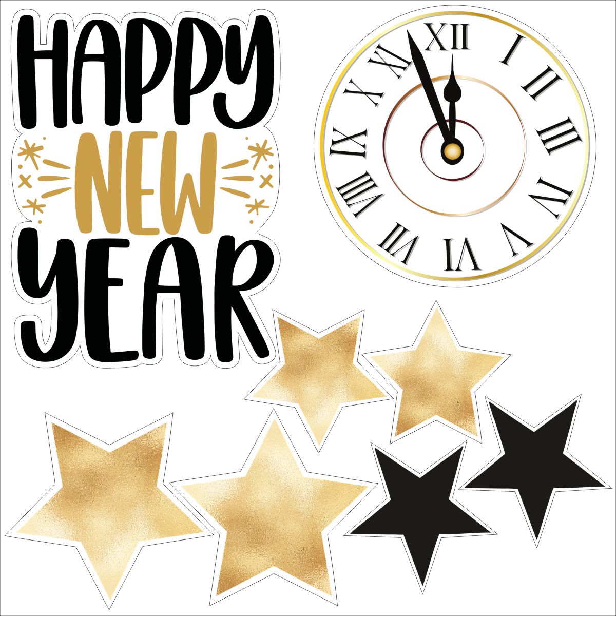 New Years Yard Cards | Happy New Year, Stars, Clock| SignWay