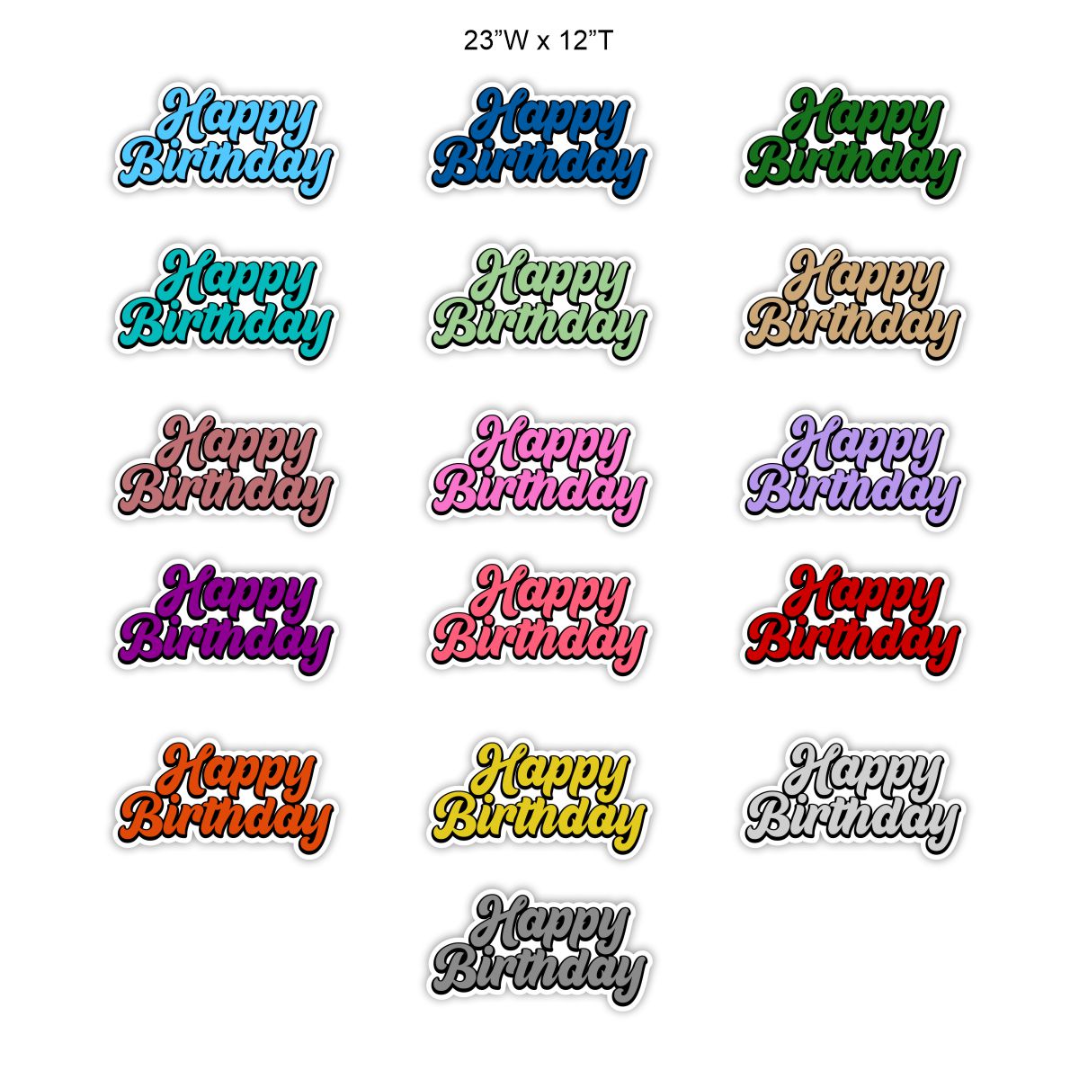 Bold Script Happy Birthday | Full Sheet Bundle | Yard Decor | SignWay