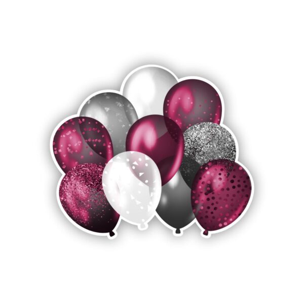 Maroon and Silver Balloon Bouquet | For Yard Decor | SignWay