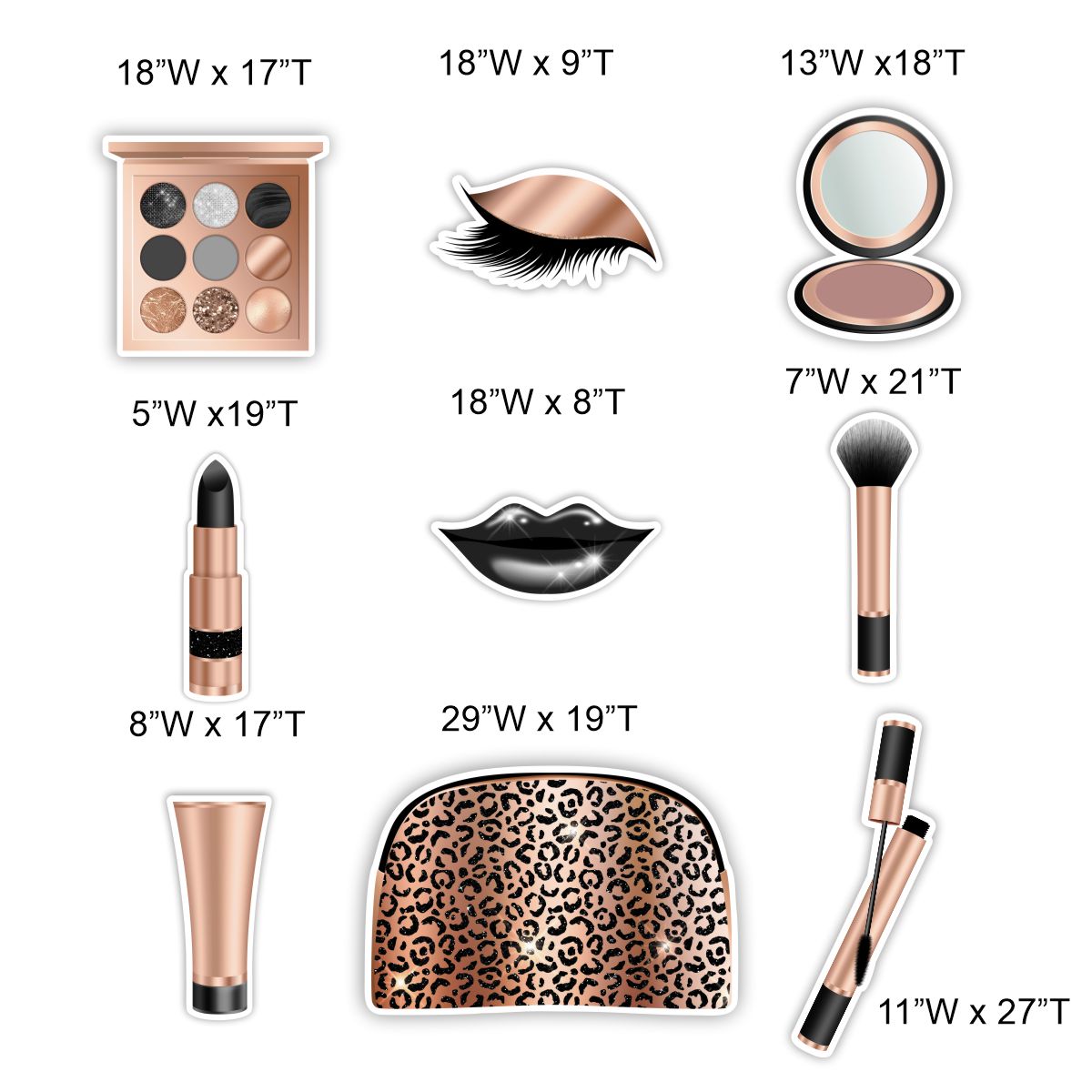 Black and Rose Gold Cosmetics | Half Sheet Bundle | SignWay
