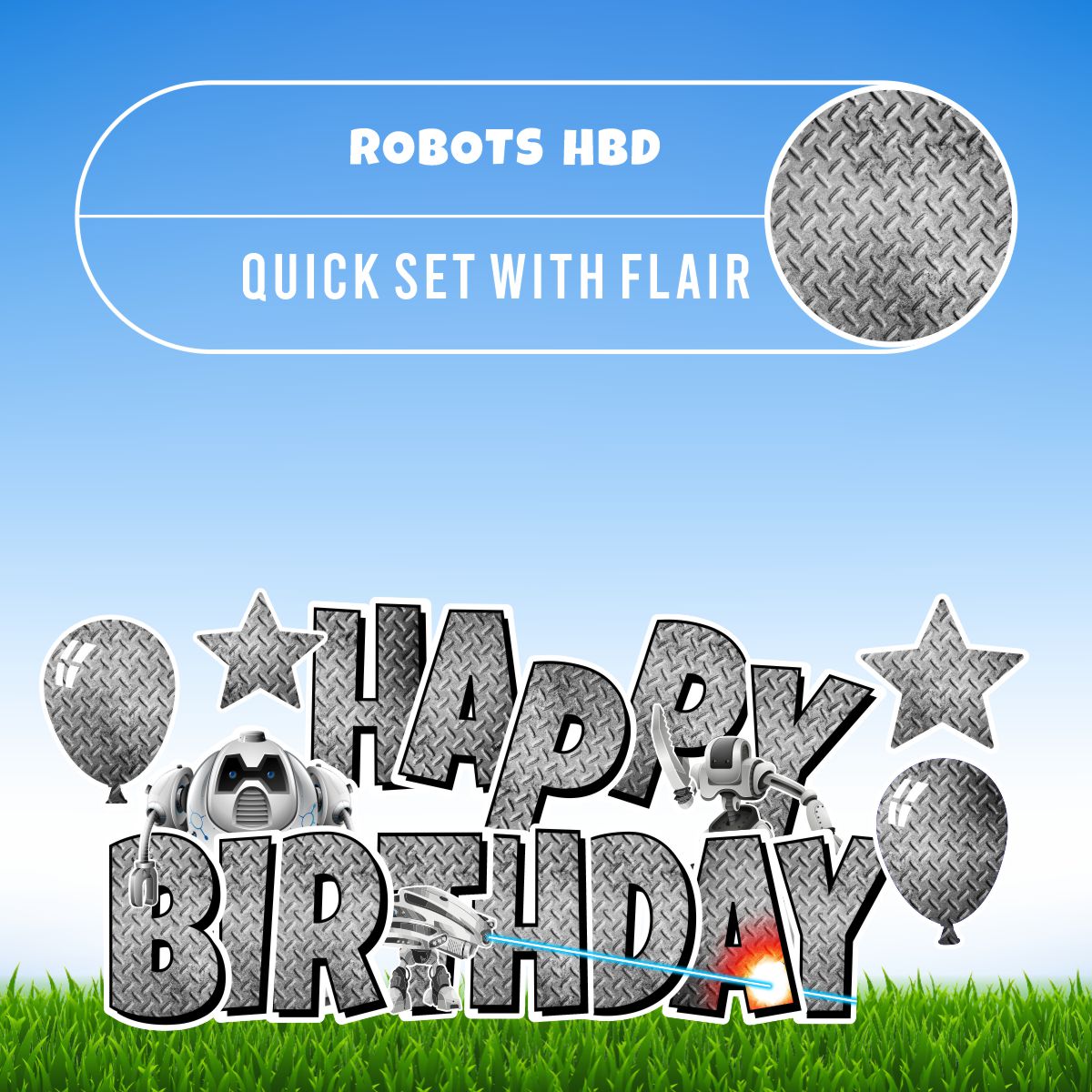 Robots HBD | Quick Set | For Yard Decor | SignWay