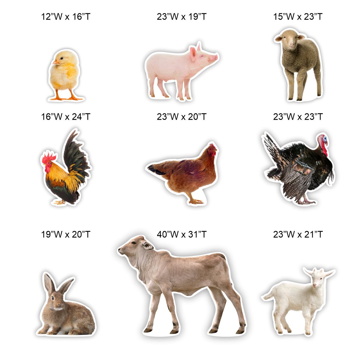 Realistic Farm Animals | Full Sheet Bundle | For Yard Decor | SignWay